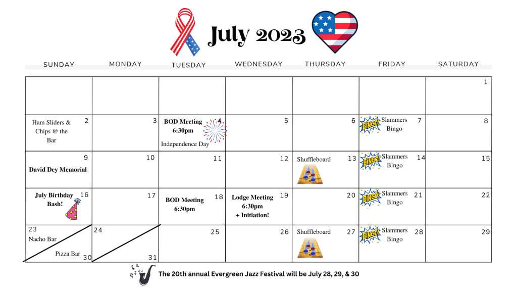 Calendar – Evergreen Elks Lodge 2363