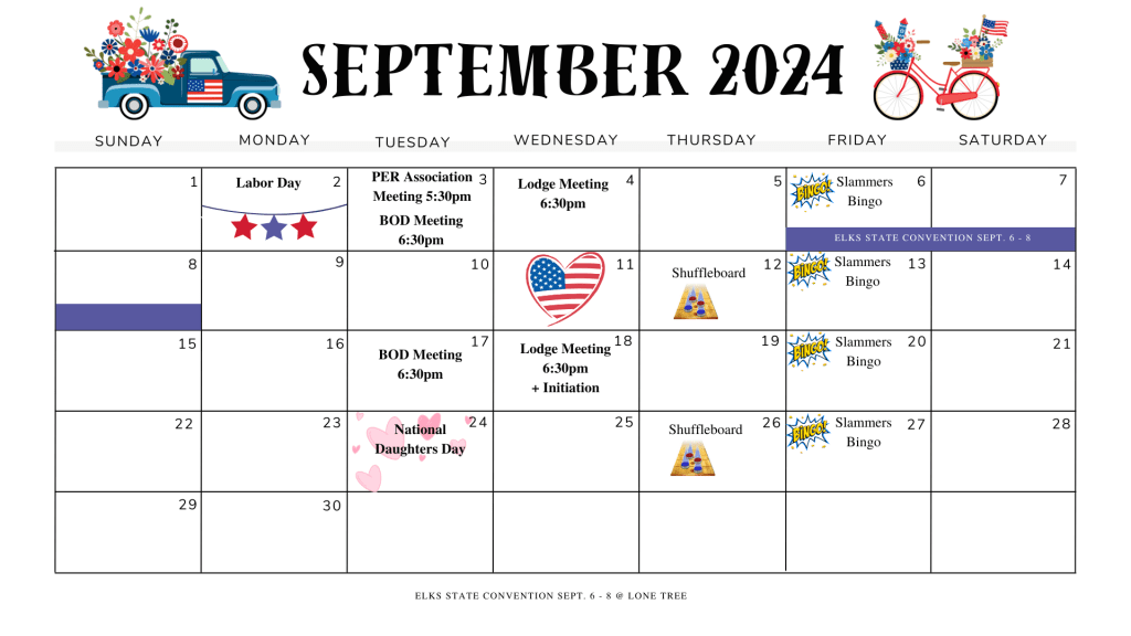 Calendar – Evergreen Elks Lodge 2363